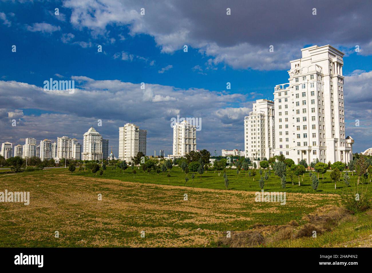 Marble-clad buildings of modern Ashgabat, Turkmenistan Stock Photo - Alamy