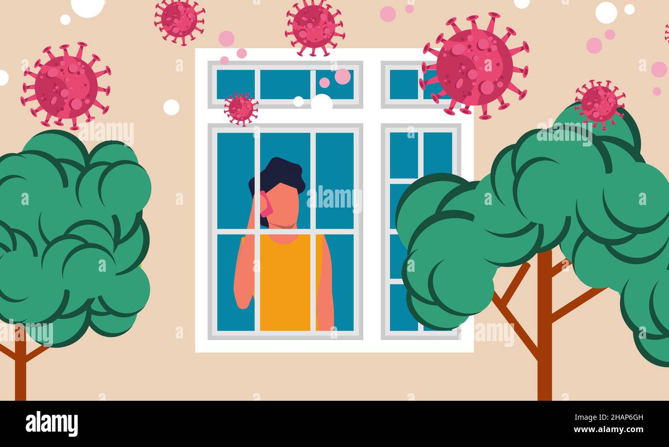 Stay at home and love defence calm. Corona virus epidemic safety social ...