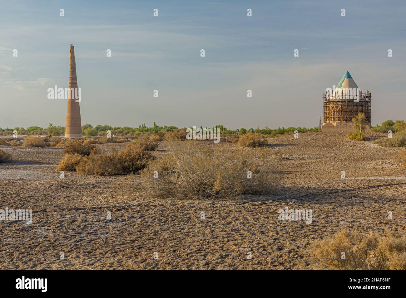 Ruins of ancient Konye-Urgench, Turkmenistan. Kutlug Timur Minaret and ...