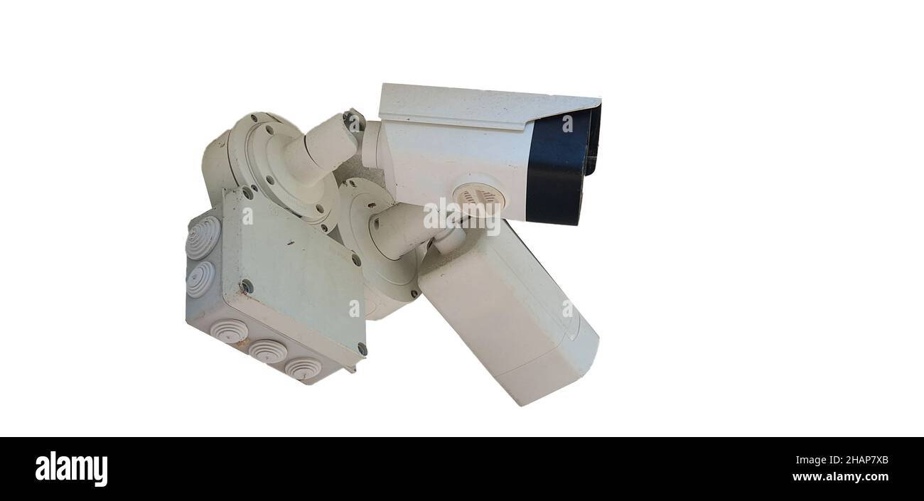 White surveillance camera isolated on white background. security ...