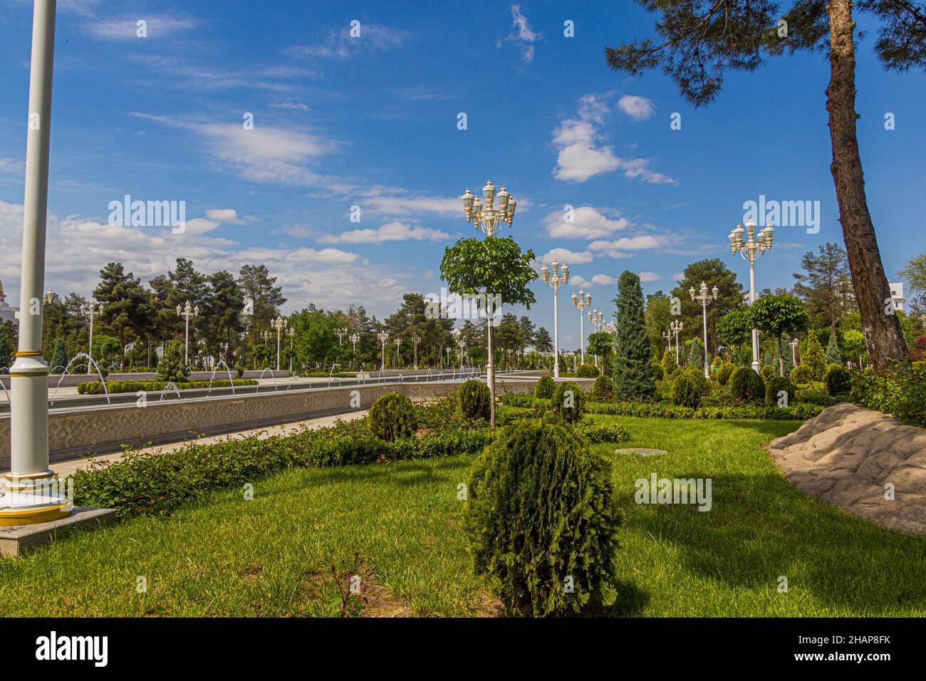 Lush park with fountains in Ashgabat, capital of Turkmenistan Stock ...