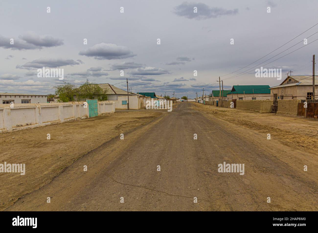 Street in former port town Moynaq Mo ynoq or Muynak , Uzbekistan Stock ...