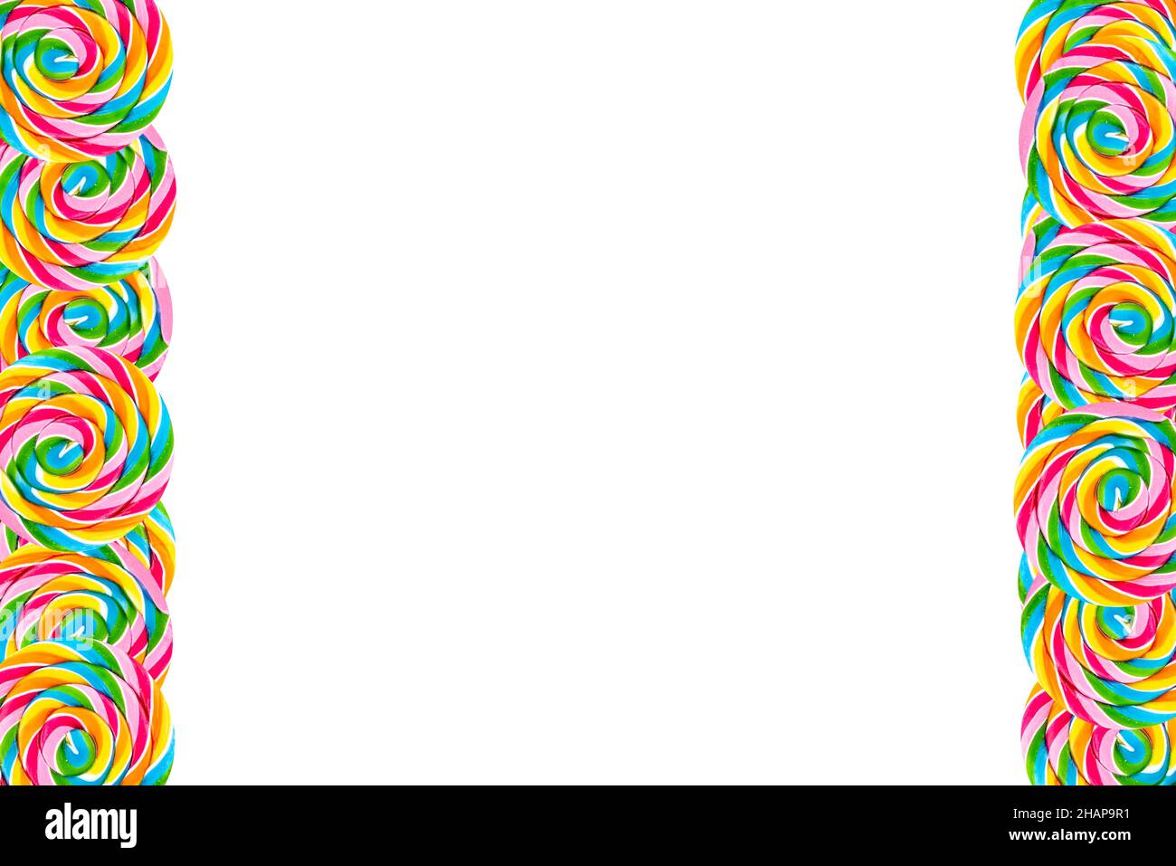 Rainbow Lollipop Border Candy Lollipop PNG Image, Watercolor Lollipop