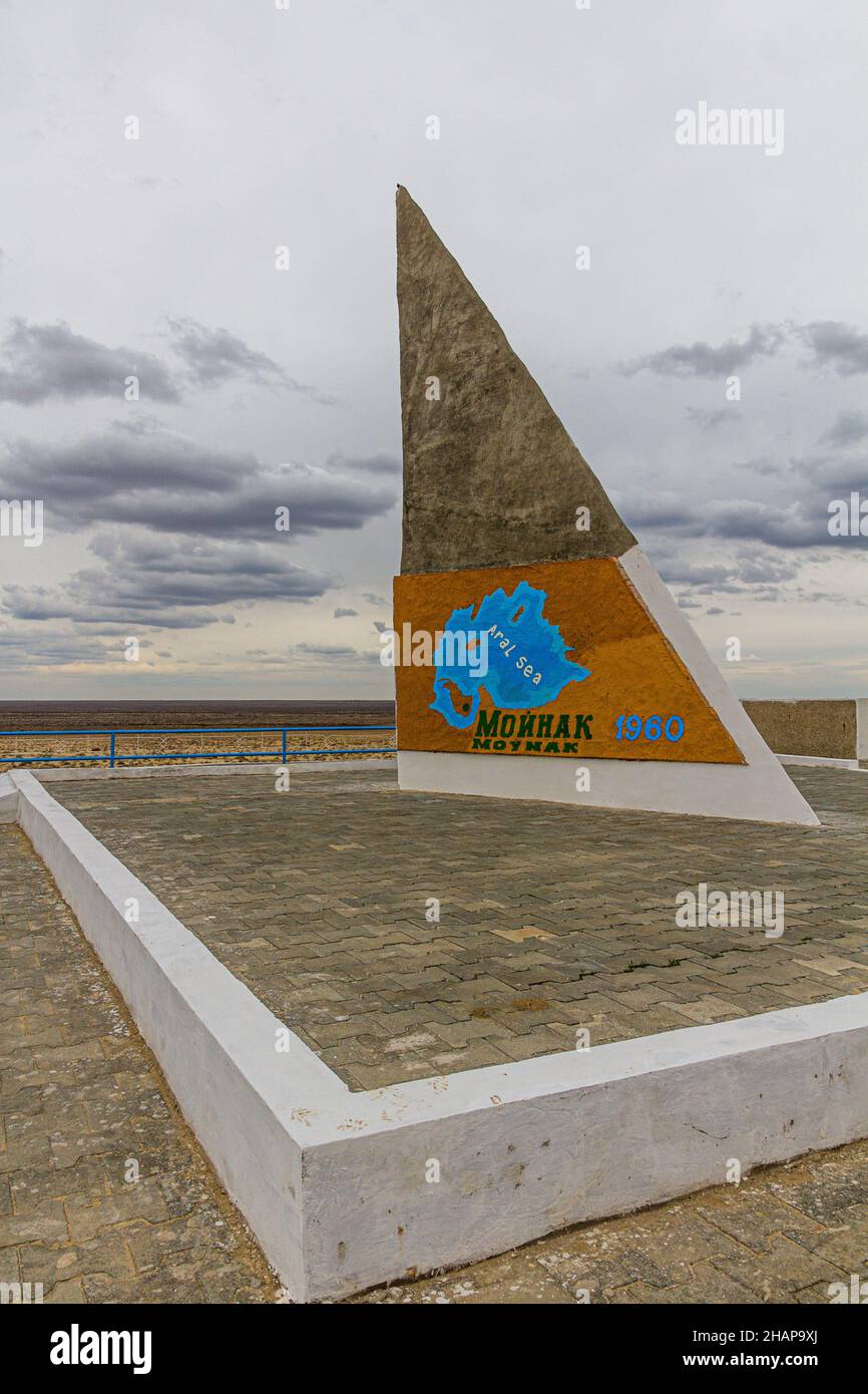 MUYNAQ, UZBEKISTAN - APRIL 22, 2018: Aral sea monument in the former ...