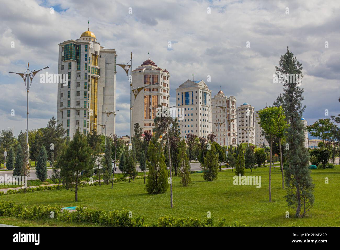 Marble-clad buildings in Ashgabat, capital of Turkmenistan Stock Photo ...