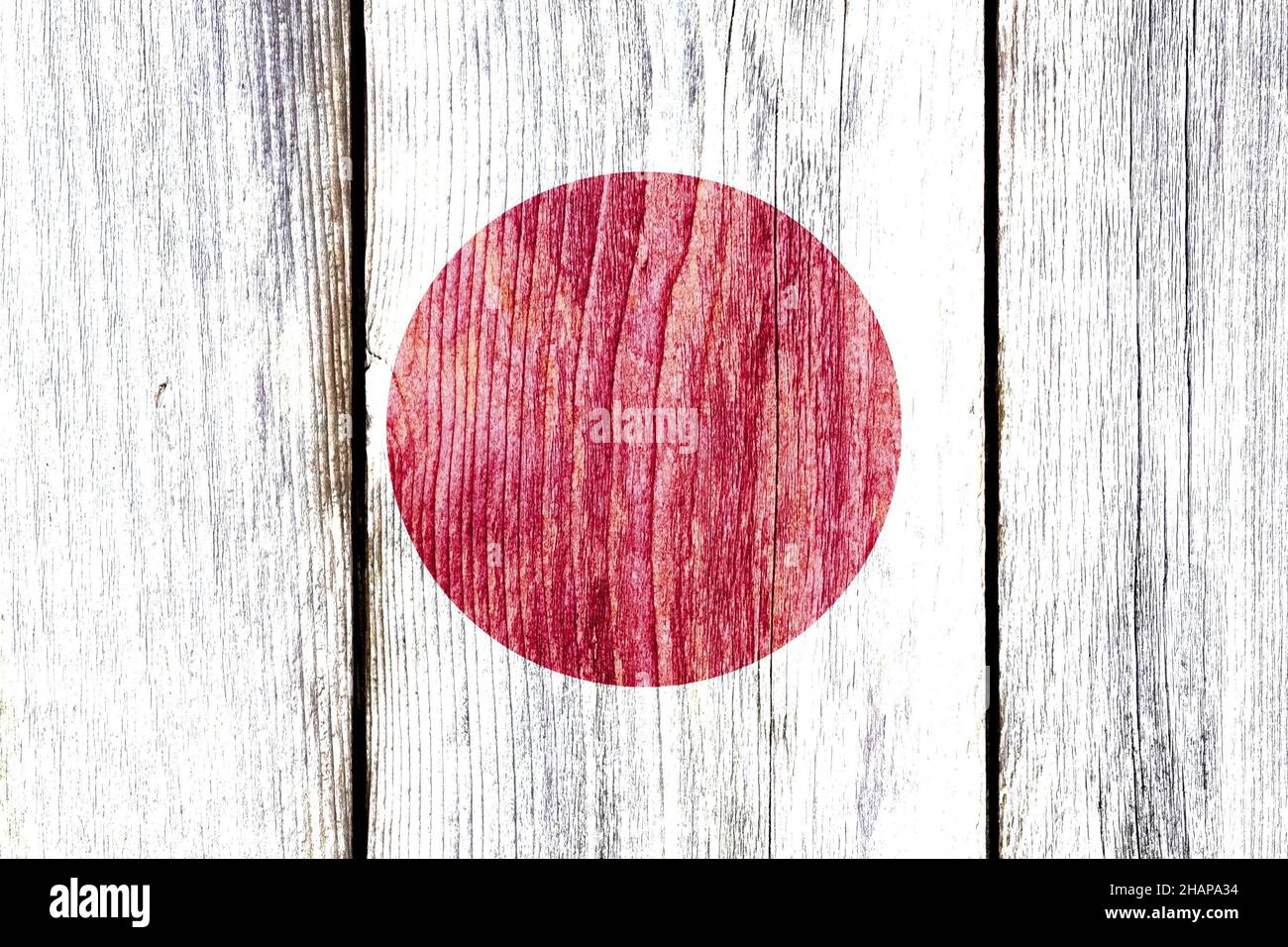 Grunge pattern of Japan national flag isolated on weathered wooden ...