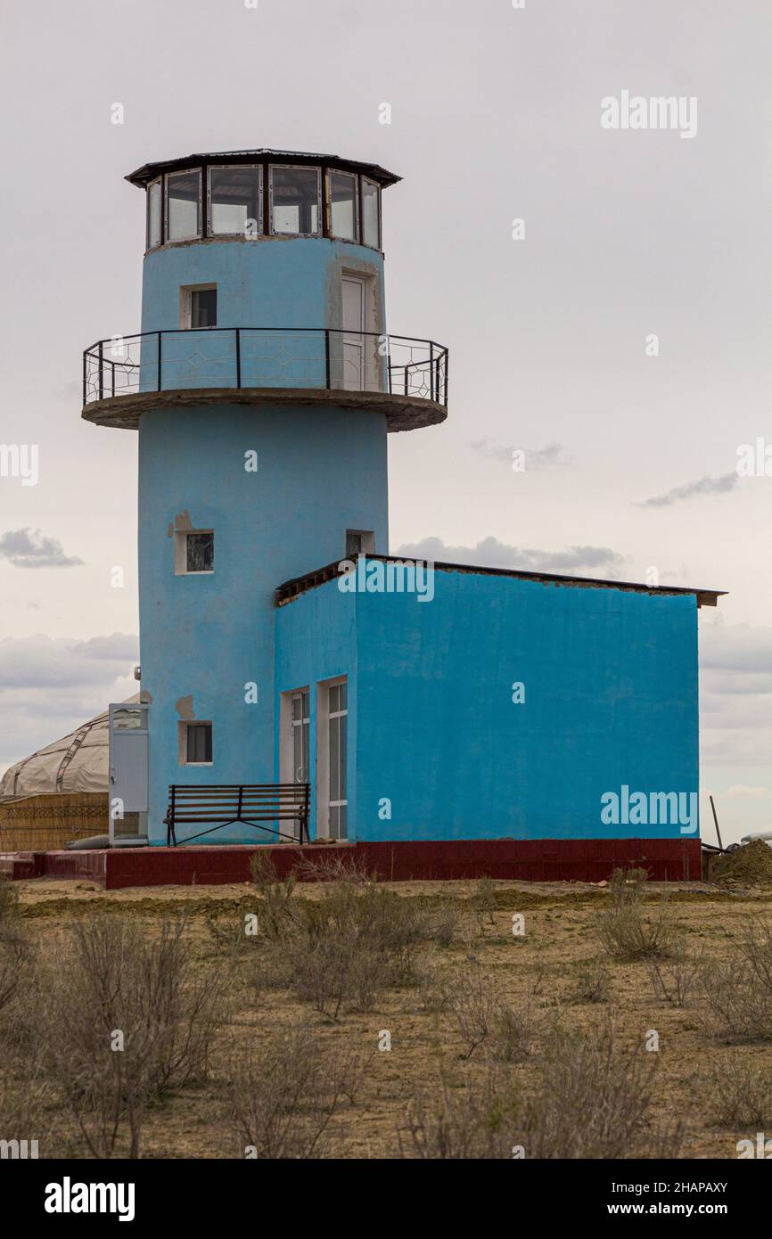 Lighthouse in former Aral sea port town Moynaq Mo ynoq or Muynak ...