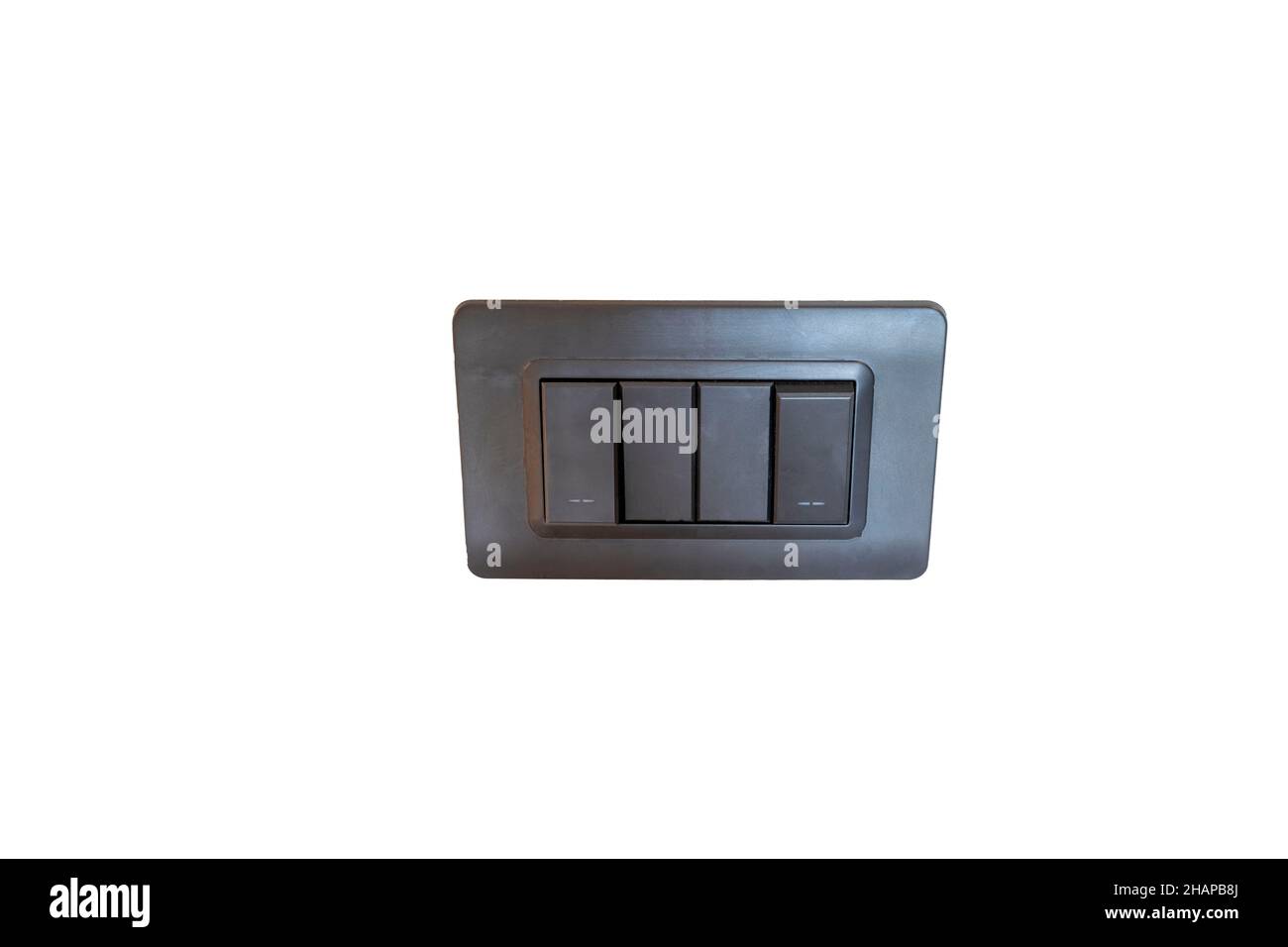 Close up view of gray light switch isolated on white wall Stock Photo ...