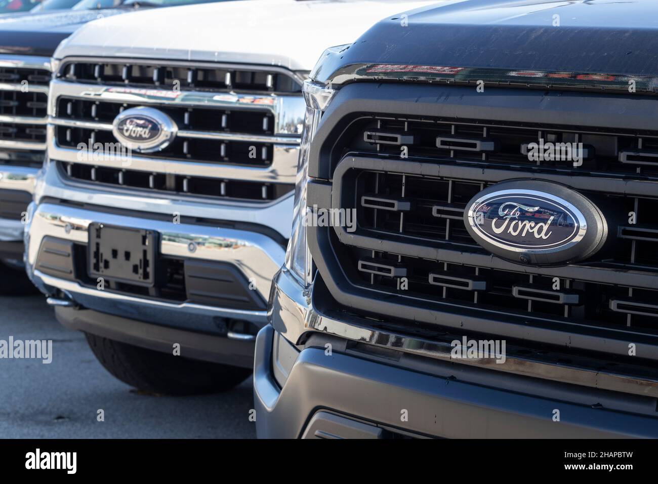 Indianapolis - Circa December 2021: Ford F-Series Trucks Display. The ...