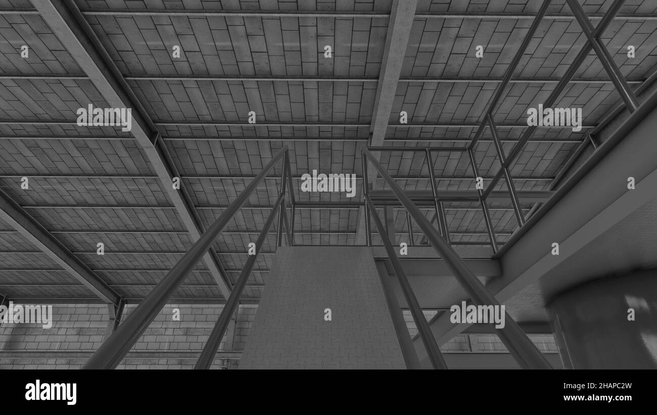 Heavy duty safe steel industrial ladder for factory manufacturing 3D ...