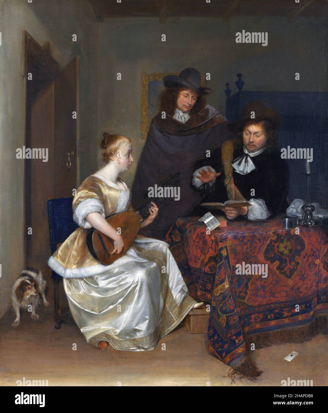 A woman playing a lute to two men hi-res stock photography and images ...