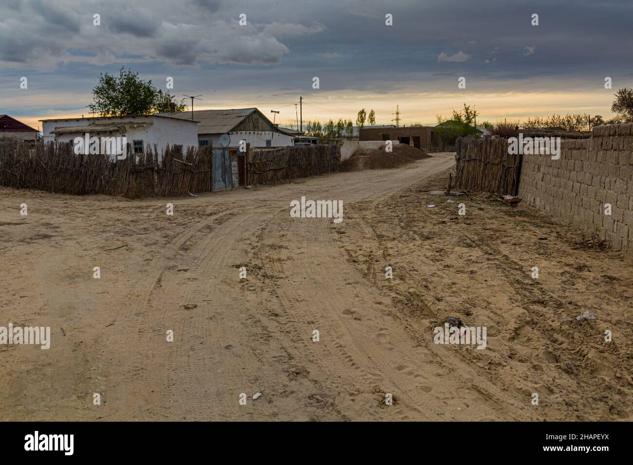 Street in former Aral Sea port town Moynaq Mo ynoq or Muynak ...