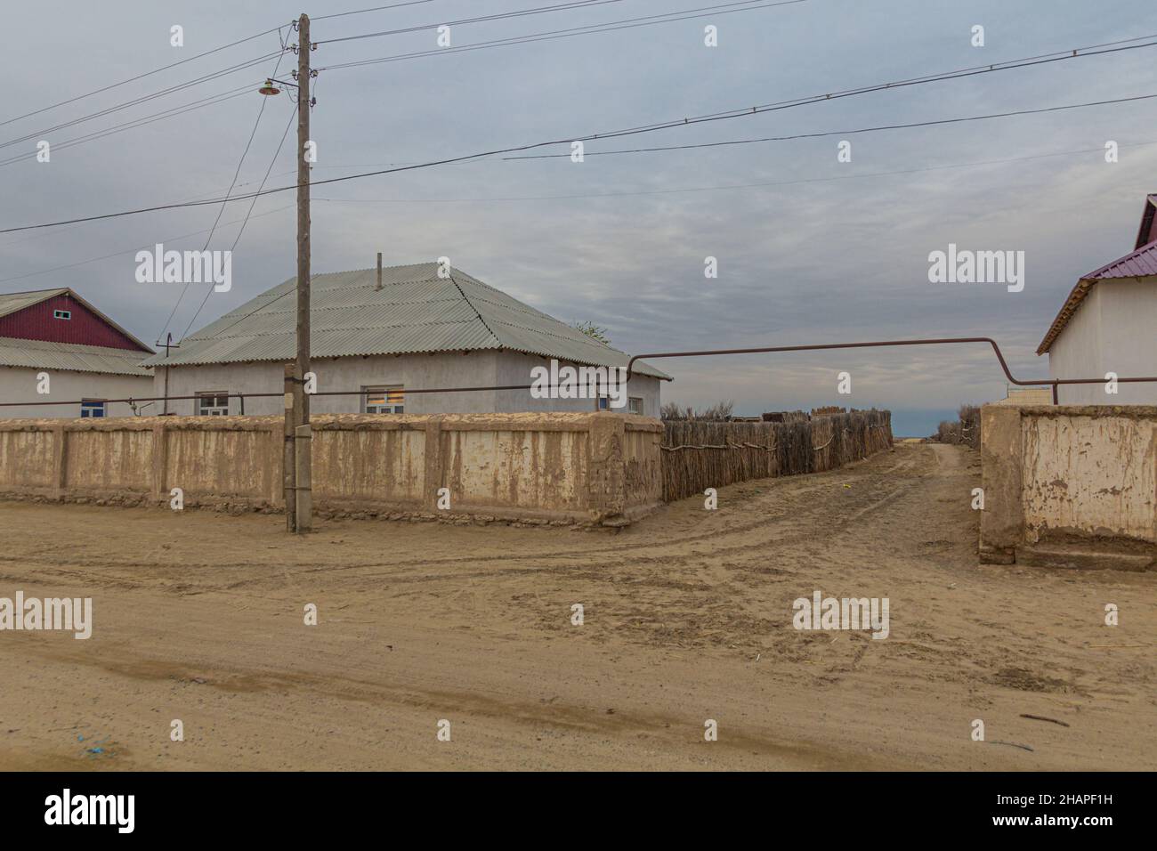 Street in former Aral Sea port town Moynaq Mo ynoq or Muynak ...