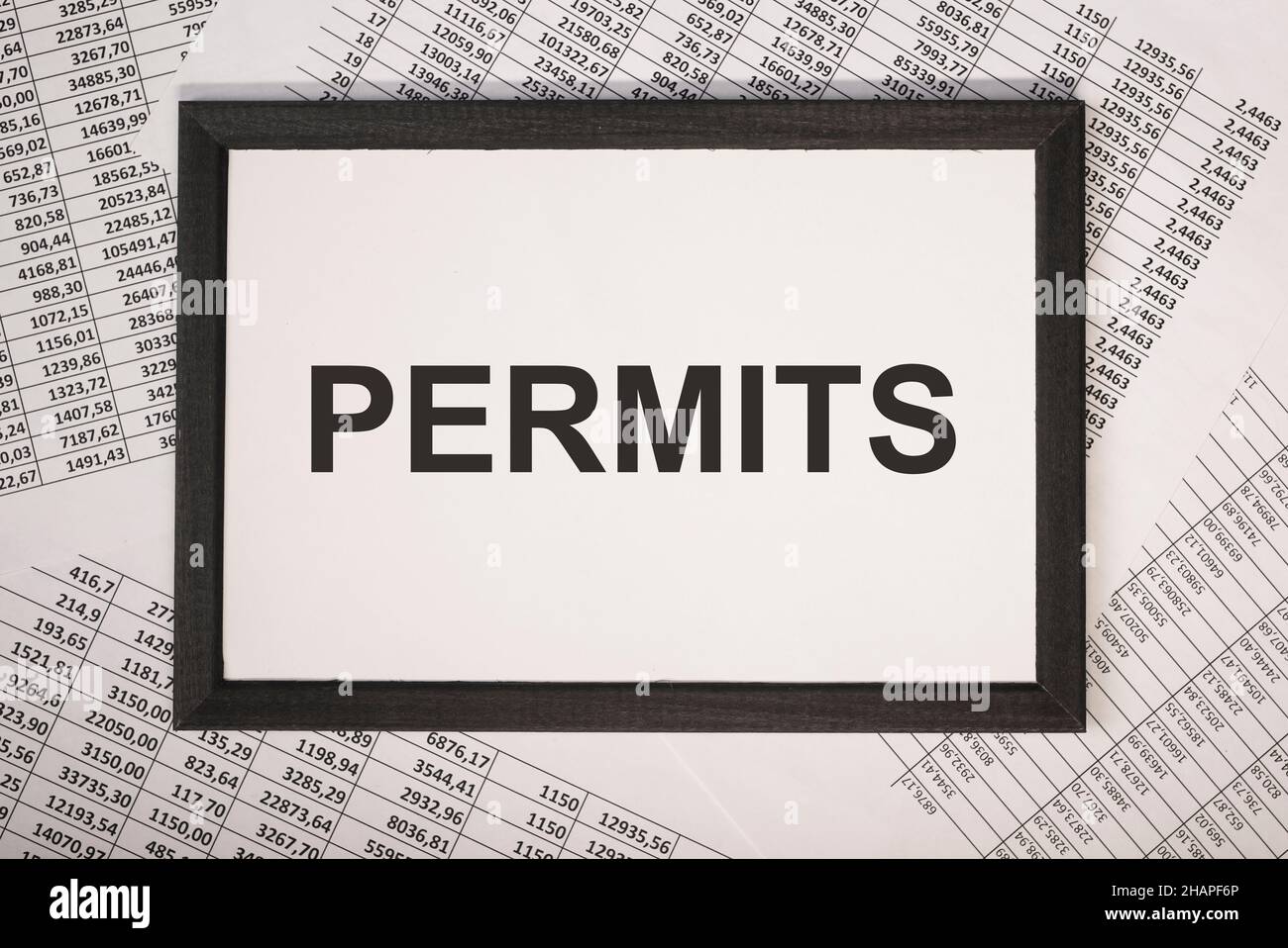 Permits word on business paper. Permission and approval concept Stock ...