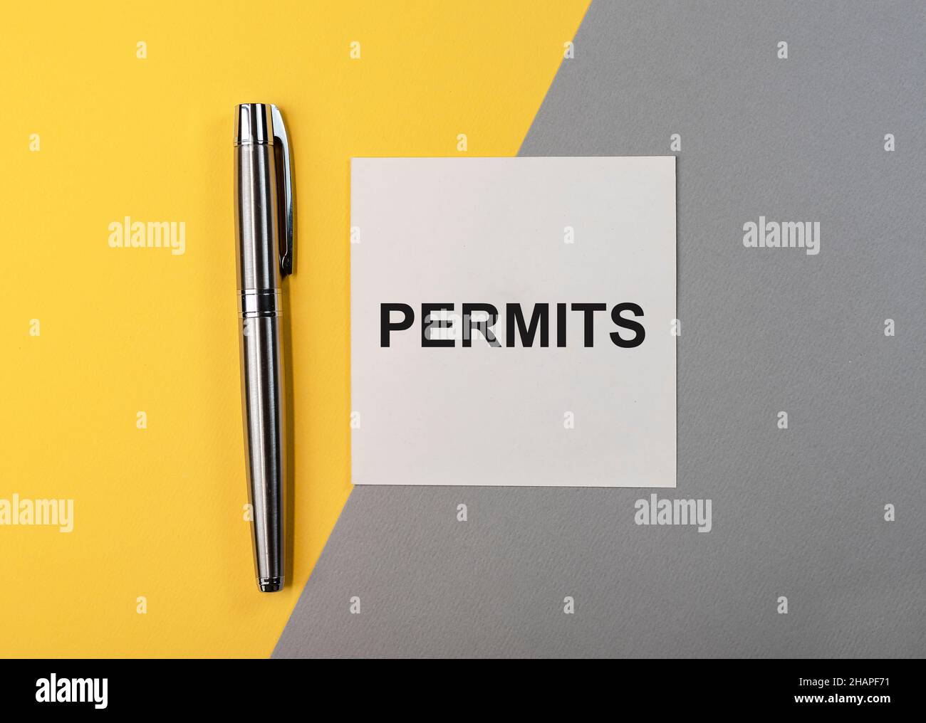 Permits word on paper note. Permission and approval concept Stock Photo ...