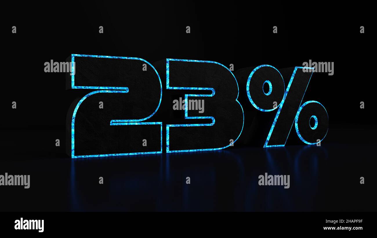 Digital render of a blue 23% outline on a black background Stock Photo ...