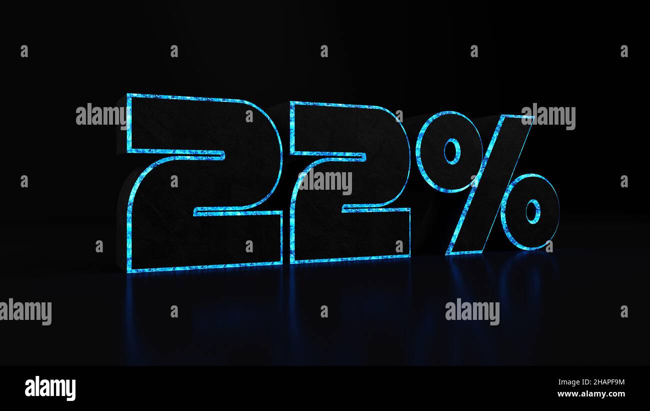Digital render of a blue 22% outline on a black background Stock Photo ...