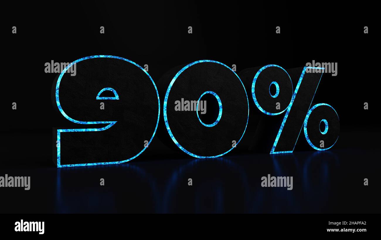 Digital render of a blue 90% outline on a black background Stock Photo ...