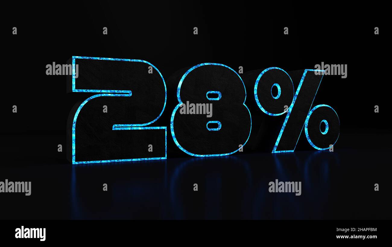Digital render of a blue 28% outline on a black background Stock Photo ...