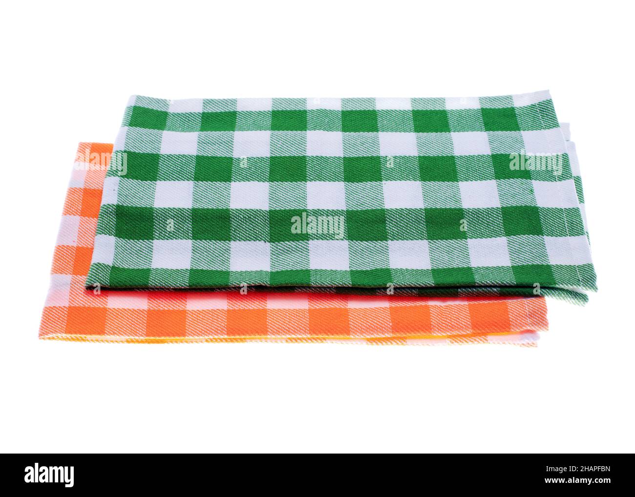 two kitchen towels isolated on white background Stock Photo - Alamy