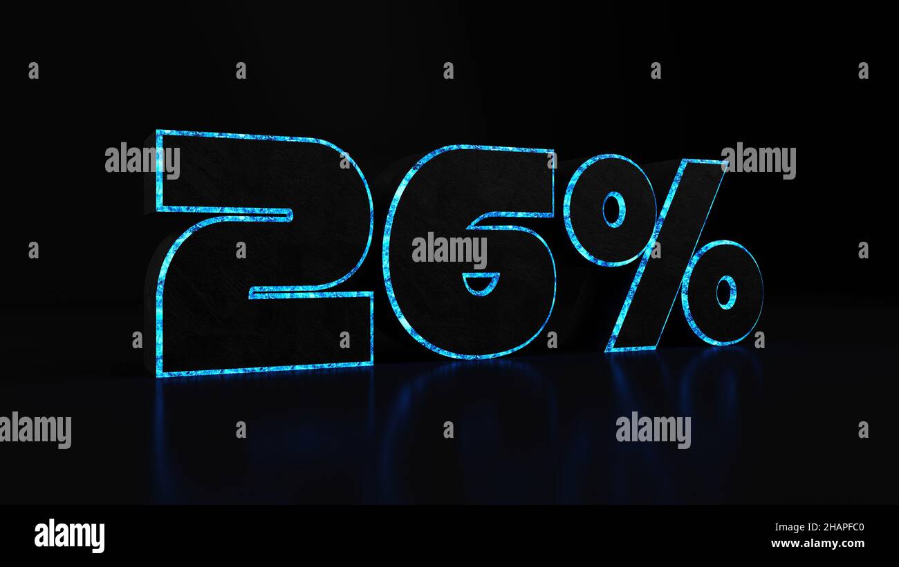 Digital render of a blue 26% outline on a black background Stock Photo ...