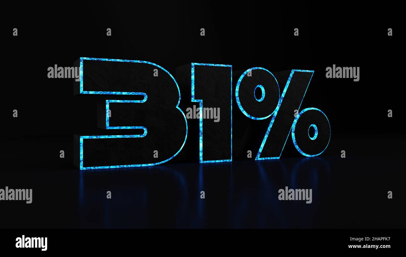Digital outline of a blue 31% sign on a black background Stock Photo ...