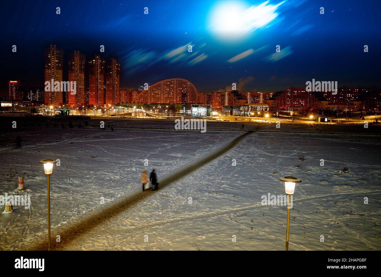 People walking from winter shopping background Stock Photo - Alamy