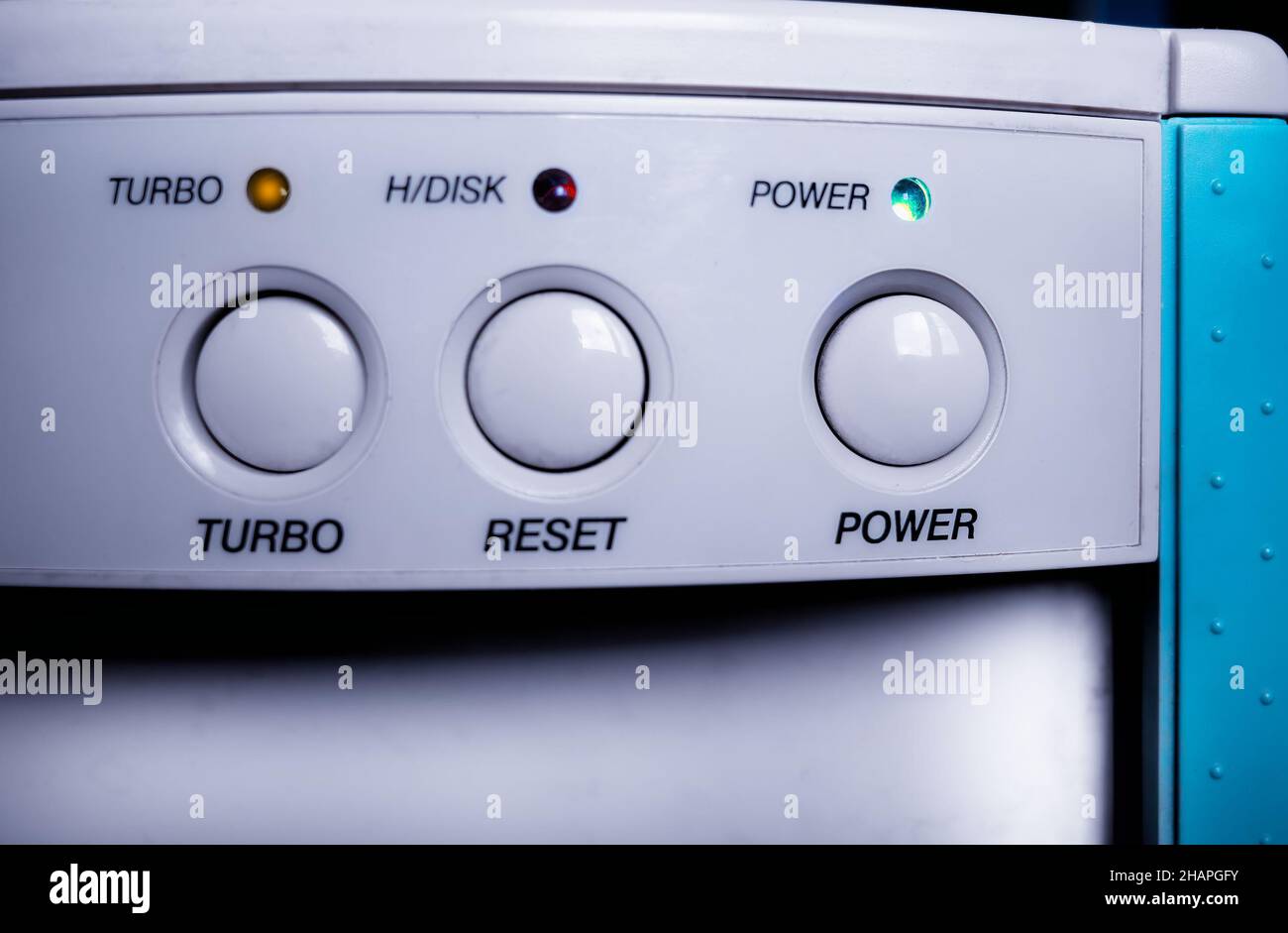 Front panel of vintage computer background Stock Photo - Alamy