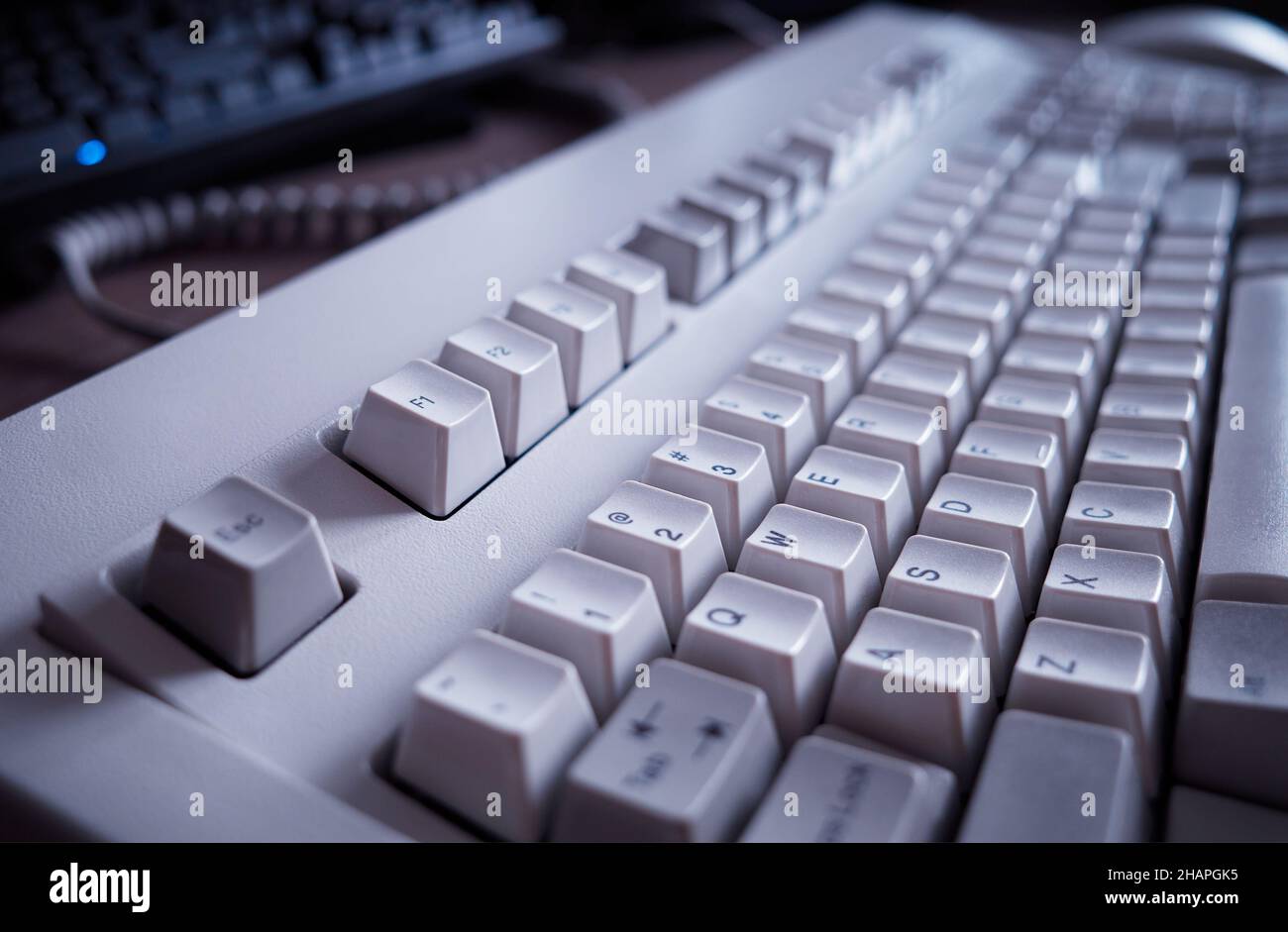 Vintage keyboard in perspective bokeh background Stock Photo - Alamy