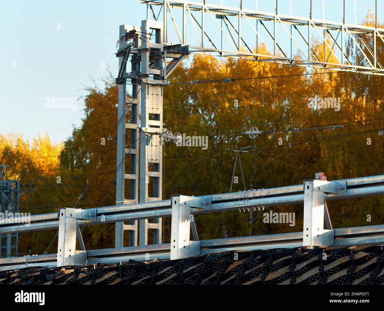New railway track transportation backdrop Stock Photo - Alamy