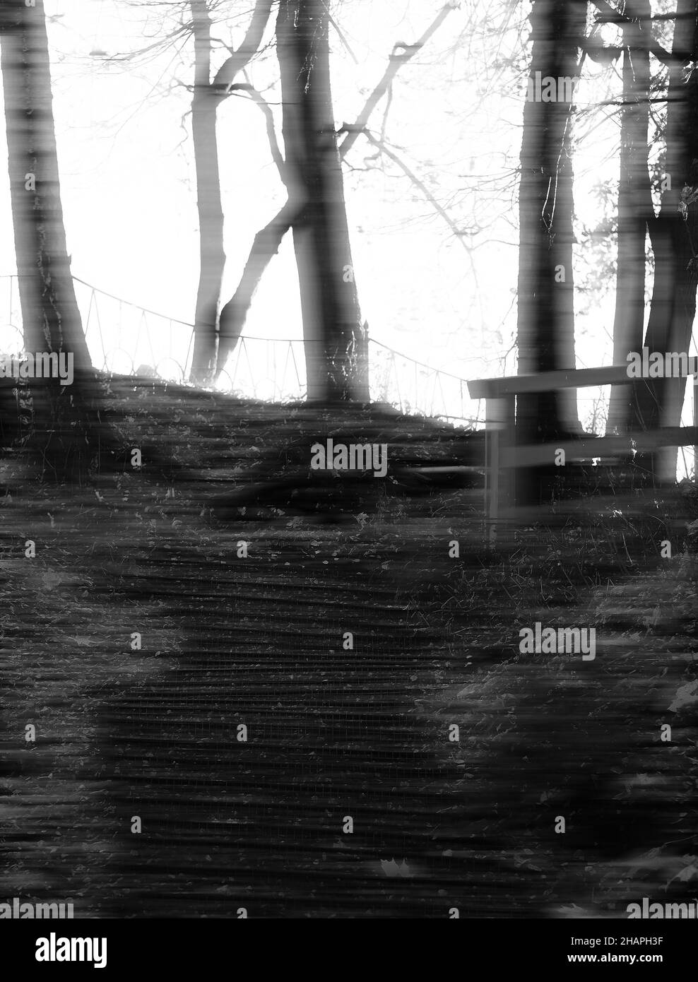 Scary park upstairs evil backdrop Stock Photo - Alamy