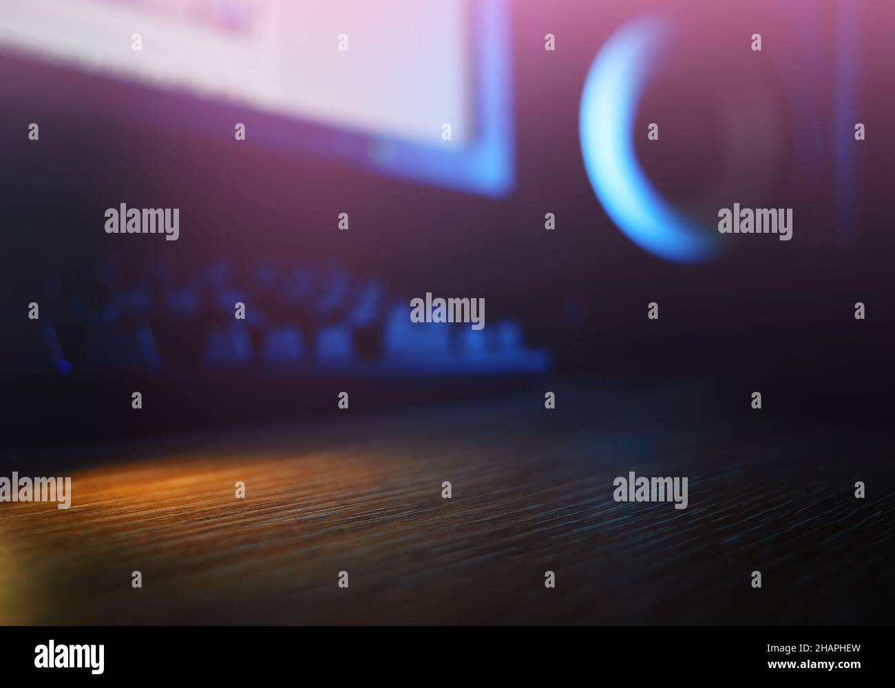 Computer keyboard at music studio background Stock Photo - Alamy