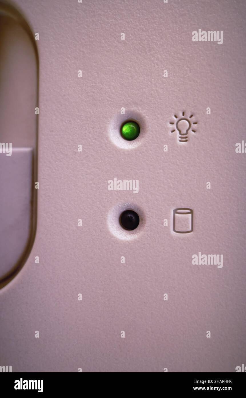 Green led on old computer case background Stock Photo - Alamy