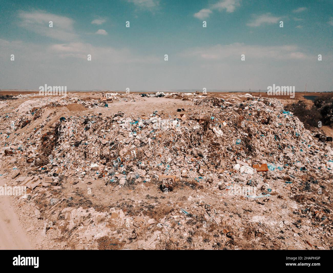 Proof of human negligence. On picture big pile of trash ruining nature ...
