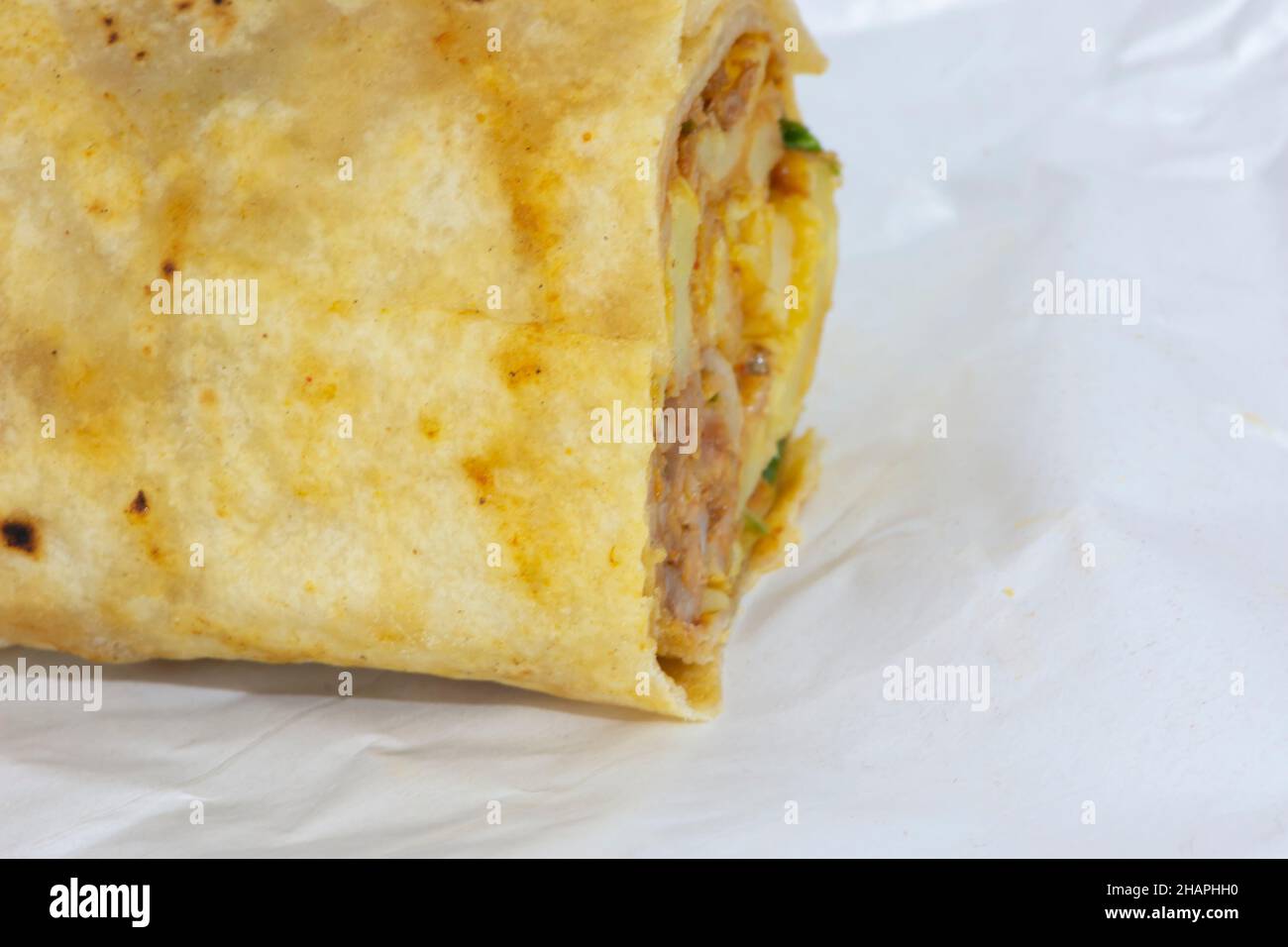 Close up of turkish doner kebab on white background Stock Photo - Alamy