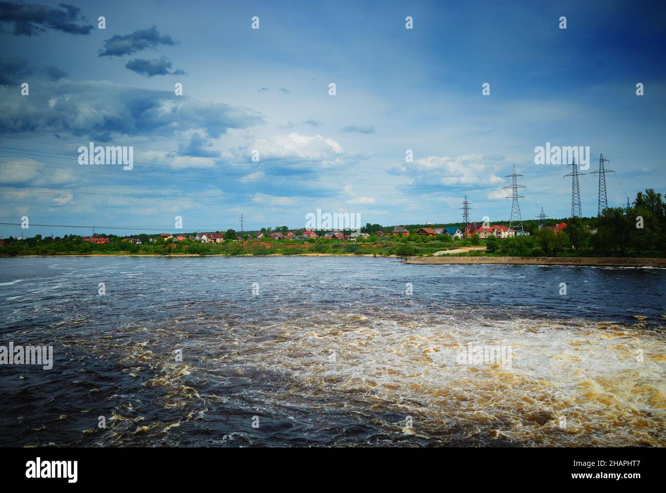 Impetuous river surface landscape background Stock Photo - Alamy