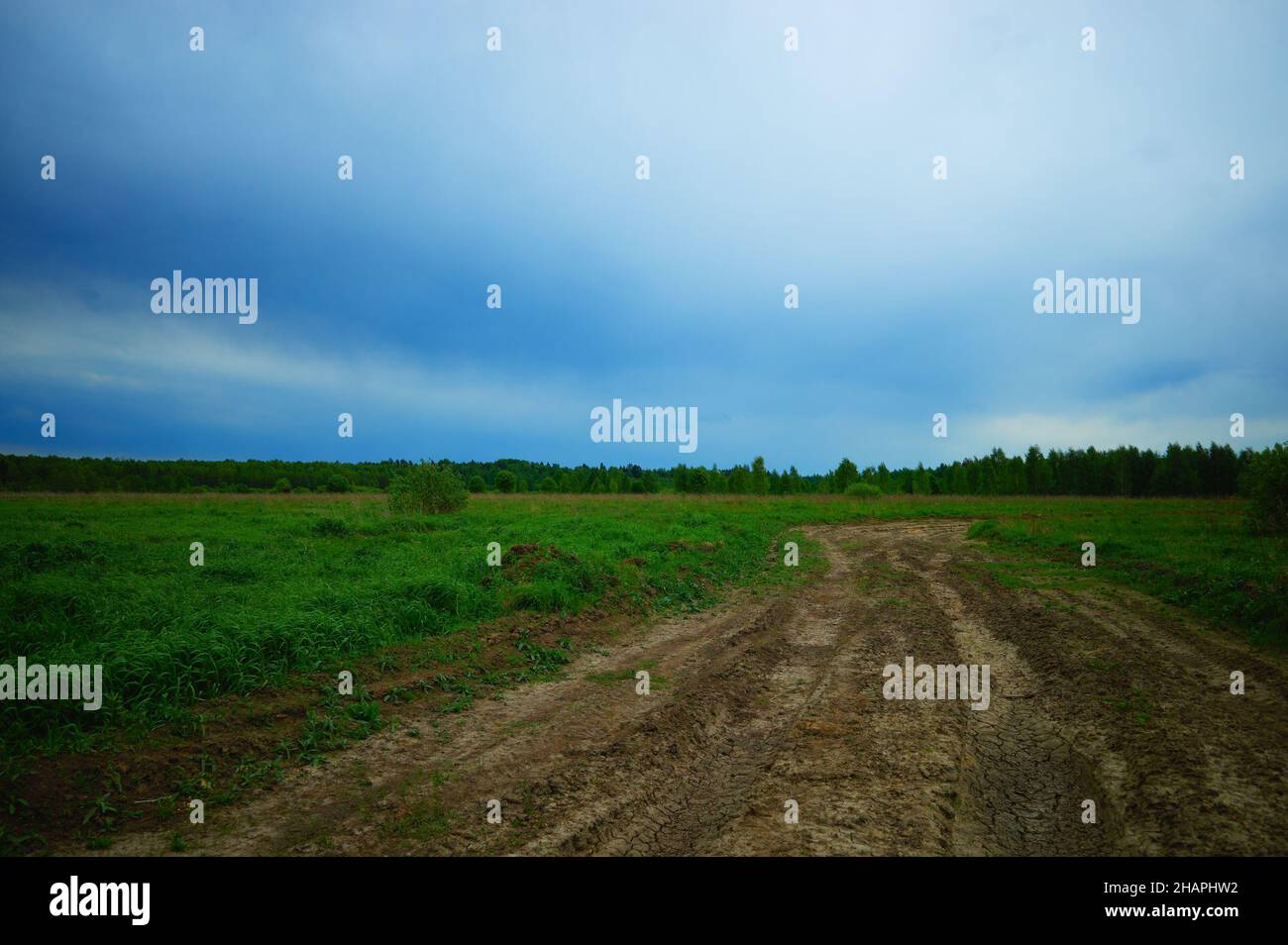 Russian countryside summer road background Stock Photo - Alamy