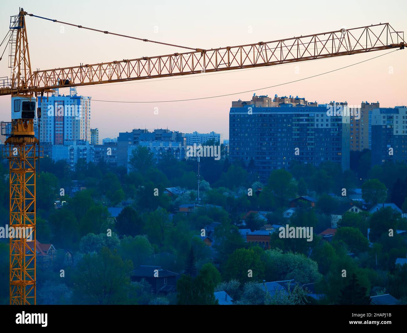 Left aligned construction crane background Stock Photo - Alamy