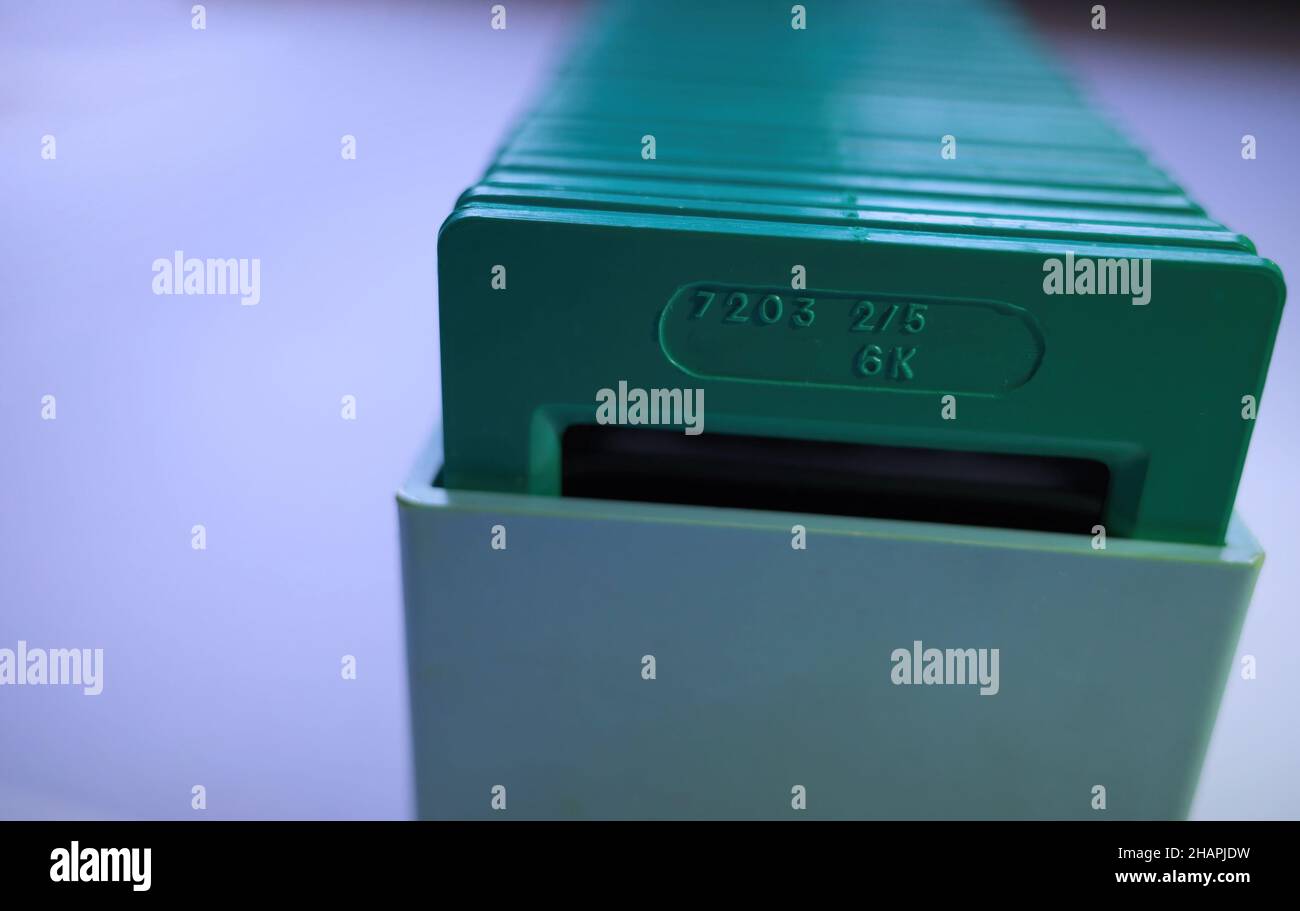 Vintage film slides box background Stock Photo - Alamy