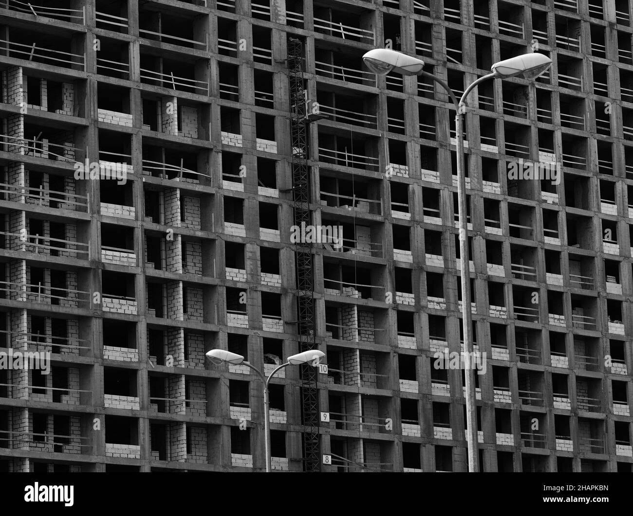 Construction of many-storied building architecture background Stock ...
