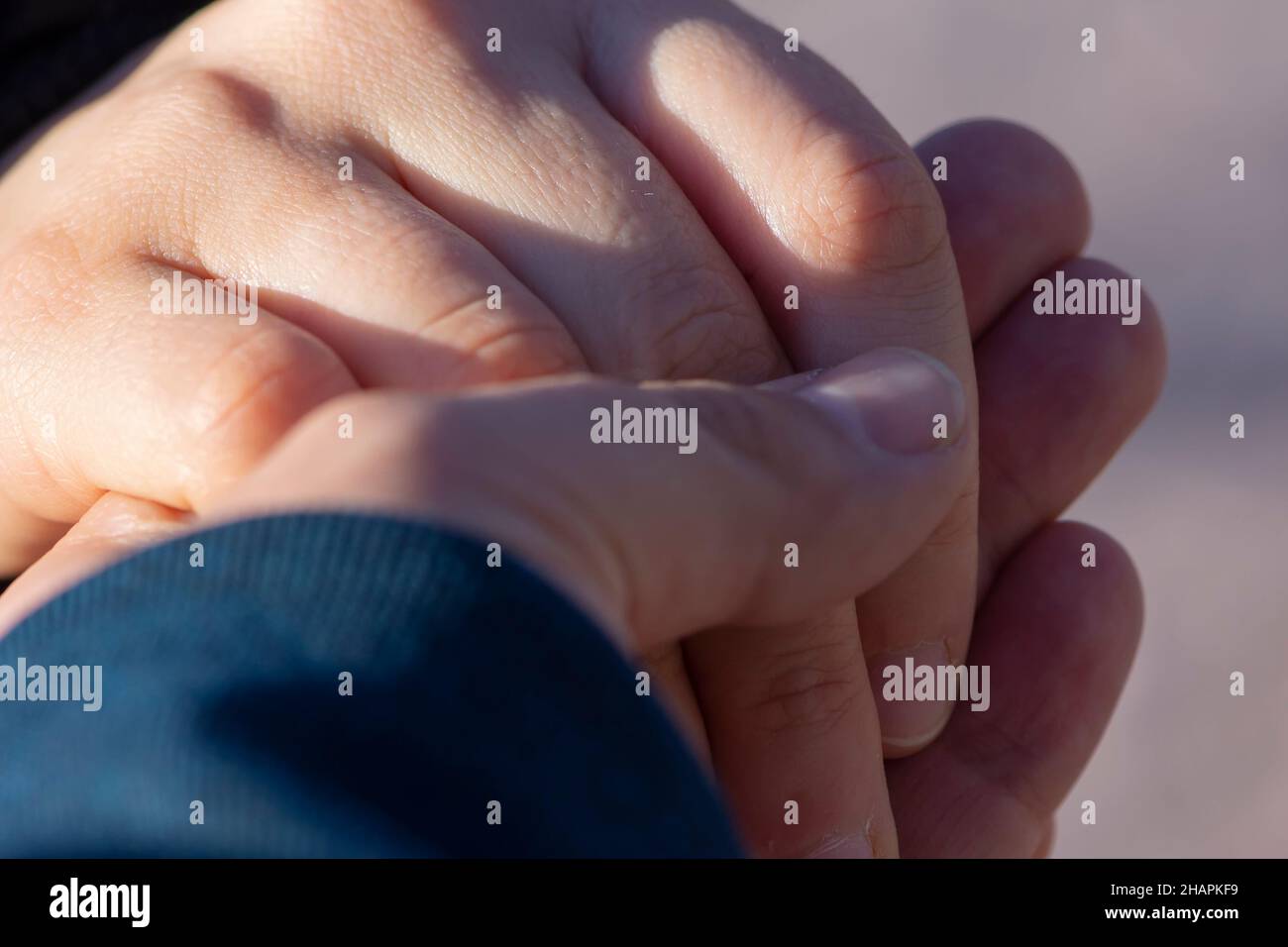 Close up of romantic couple in love holding each other hands Stock ...