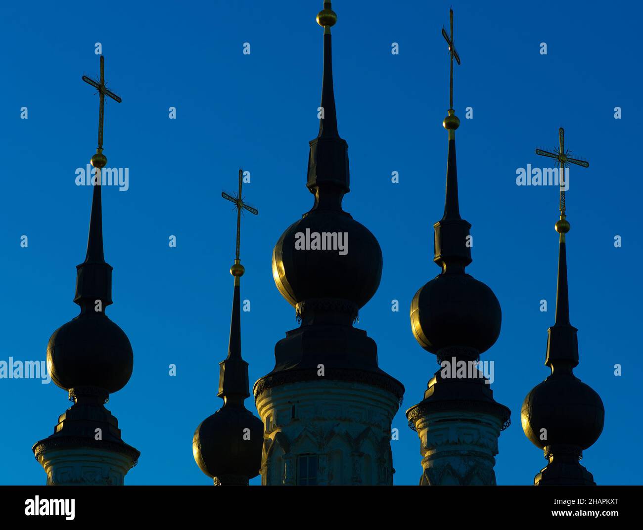 Domes of orthodox church during sunset Stock Photo - Alamy