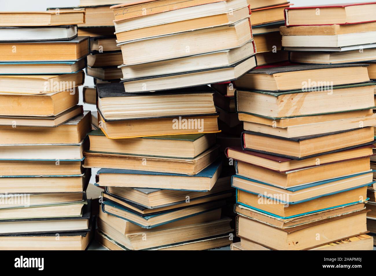 Stacks of books for teaching knowledge of the college school library ...