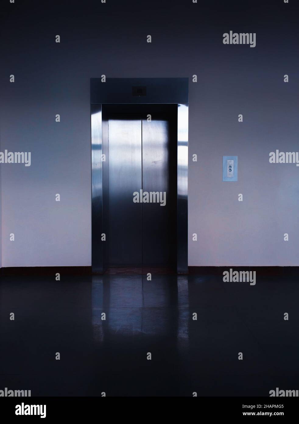 Metallic office elevator interior illustration background Stock Photo ...
