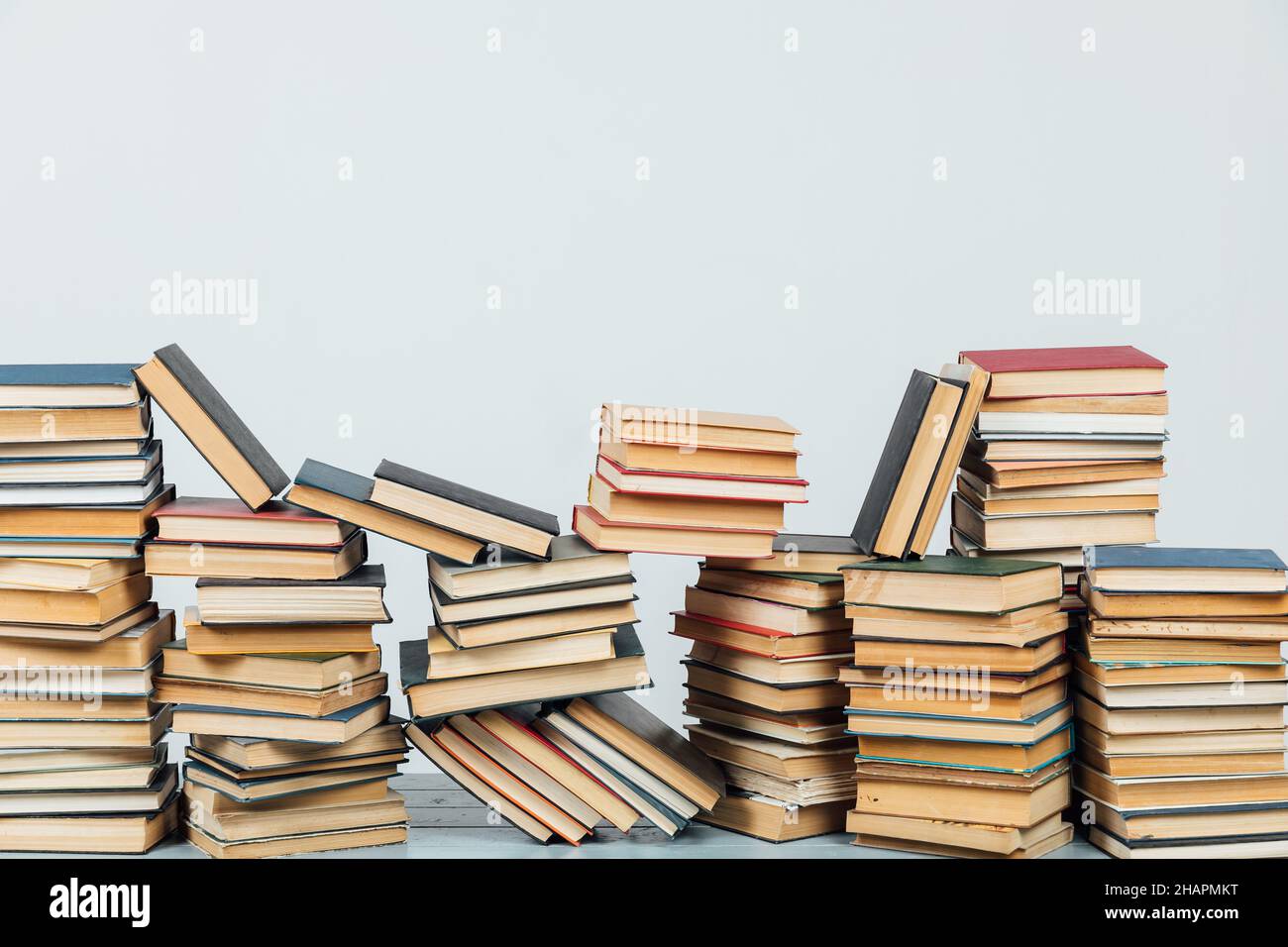 Stacks of books for teaching knowledge library university school white ...