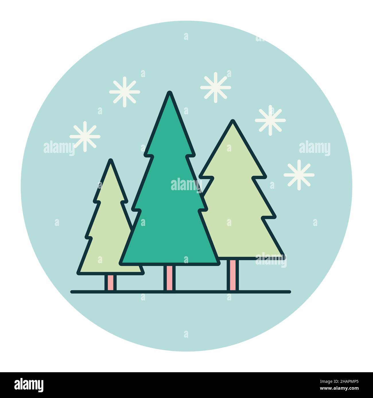Snow forest vector icon. Winter sign. Graph symbol for travel and ...