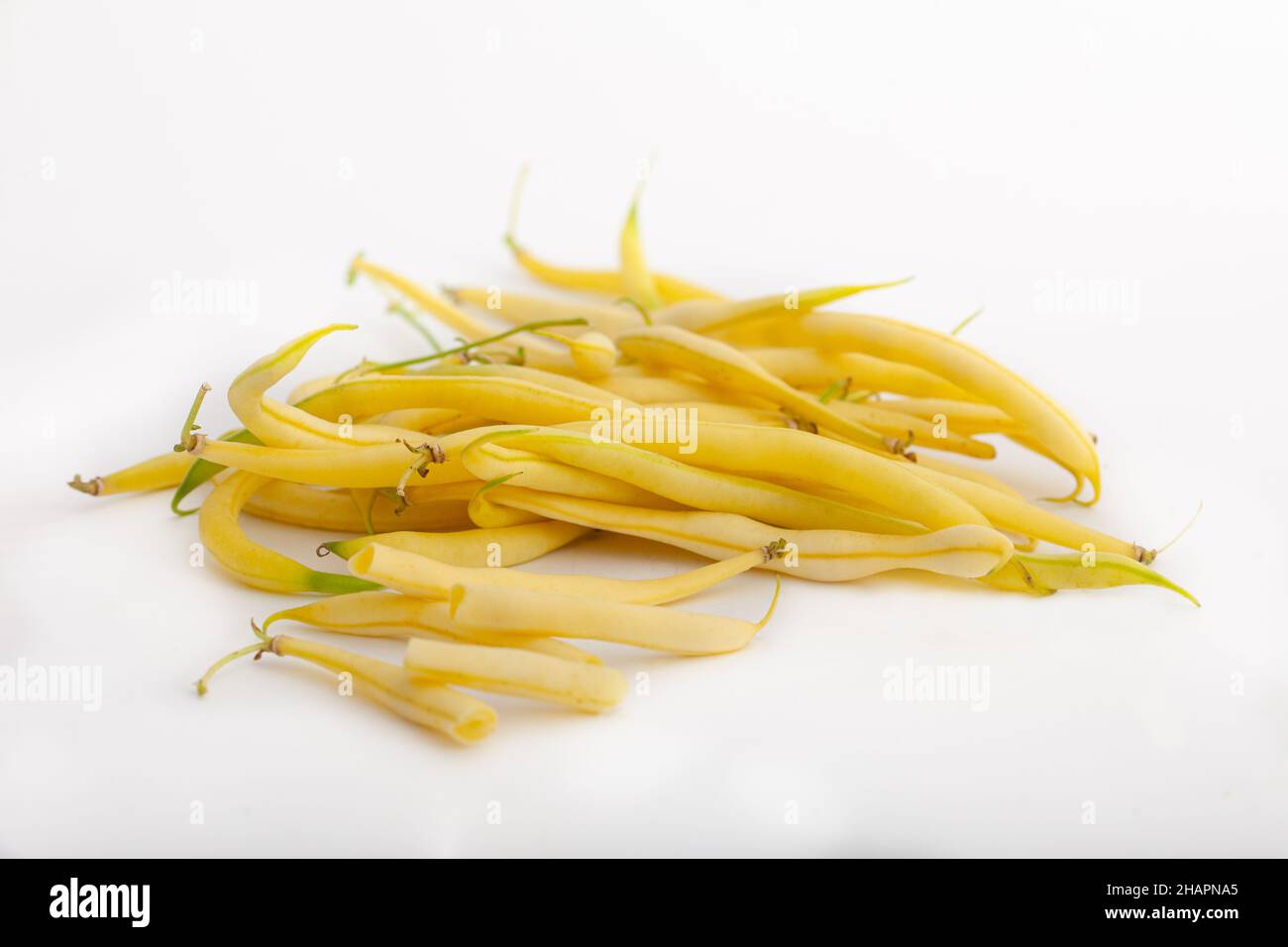 Yellow string beans on white background. Healthy fat-free and ...