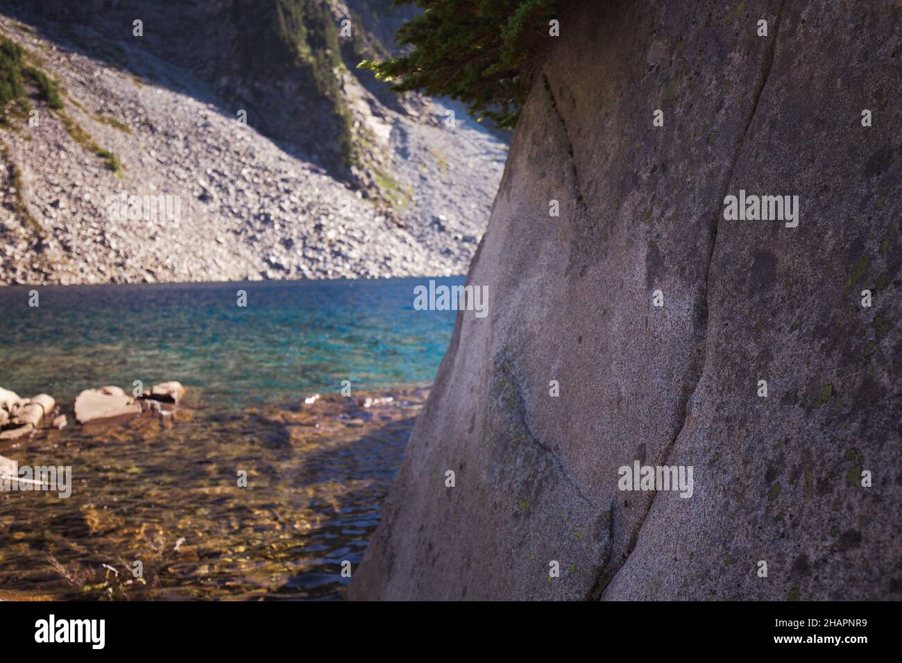 Rock Leading to a Lake at Mid Summer Time on a Hike in the Pacific ...