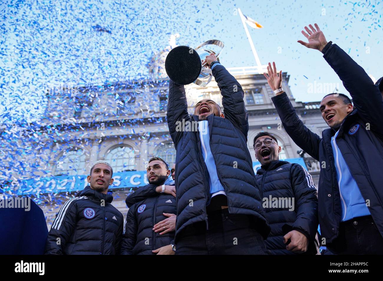 New York, USA. 14th Dec, 2021. NYCFC defender Alexander Callens lifts ...