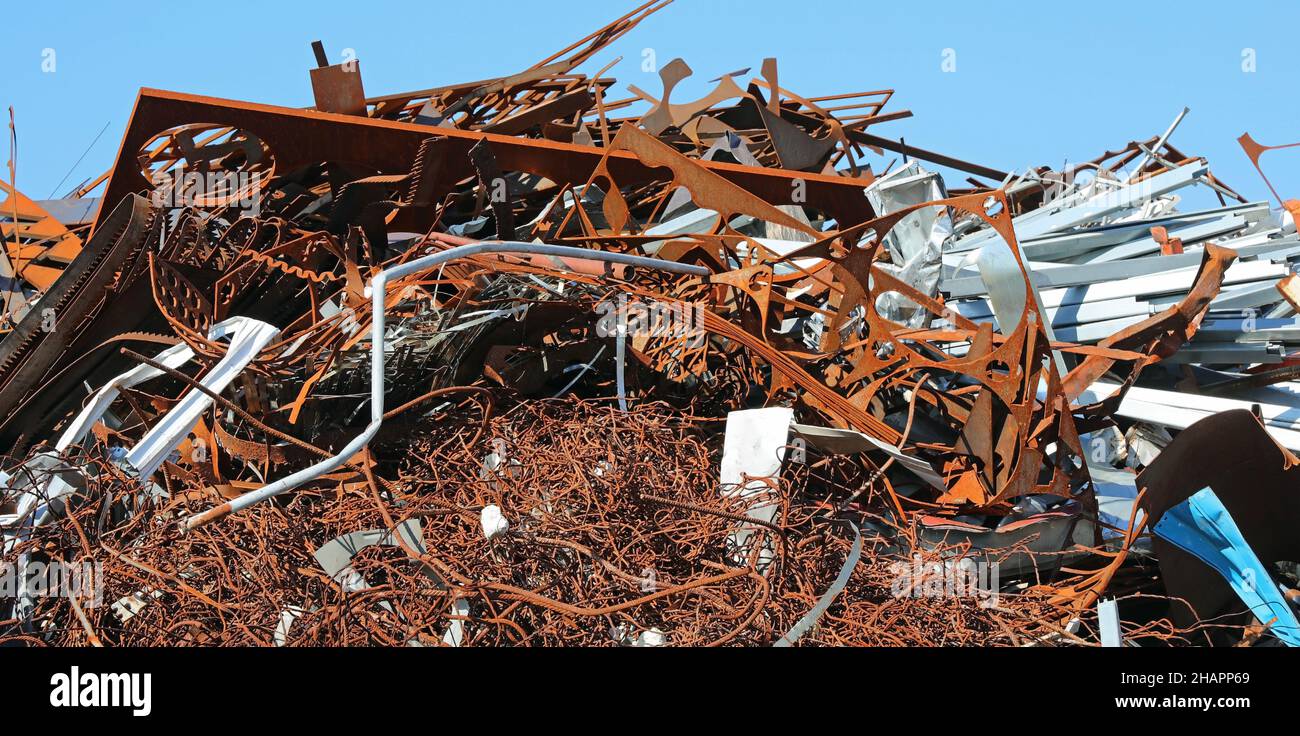 pile of rusty ferrous scrap from a landfill for recycling Stock Photo ...